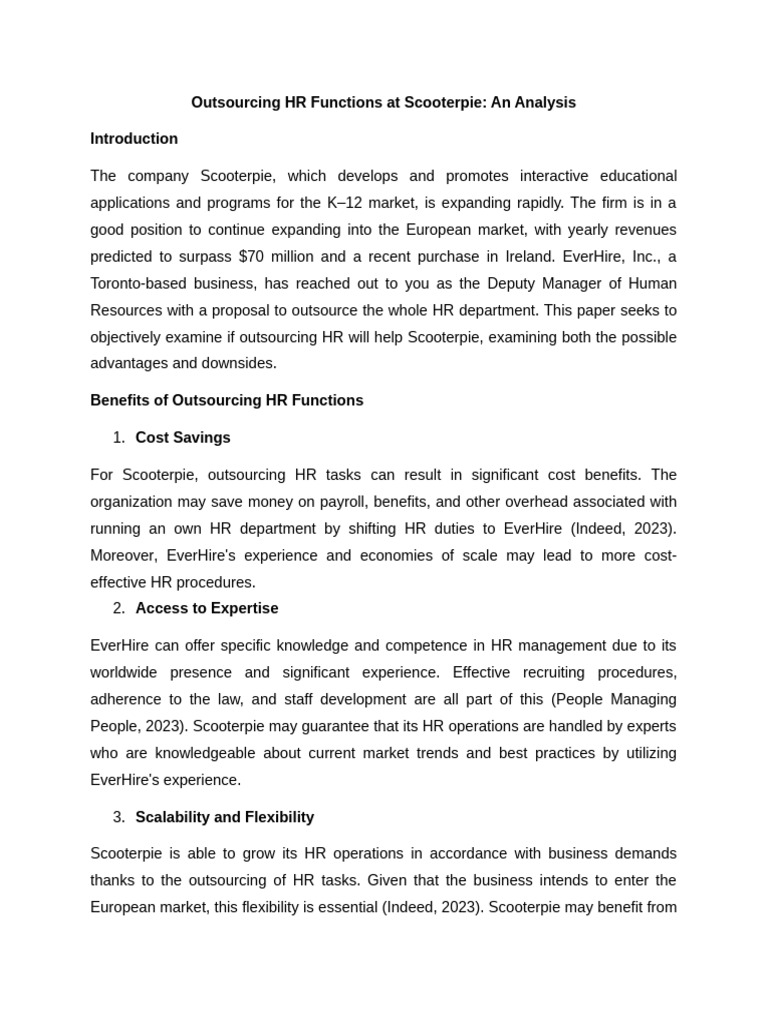 Assessing Whether To Outsource The HR Function | PDF | Outsourcing | Service Level Agreement