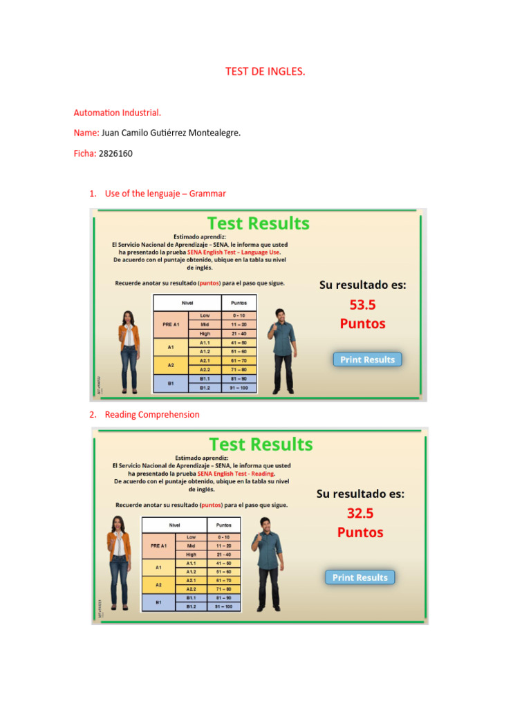 Test de Ingles | PDF
