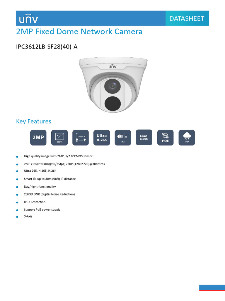 UNV IPC3612LB-SF28 (40) - A 2MP Fixed Dome Network Camera V1.0 | PDF | Camera | Infrared