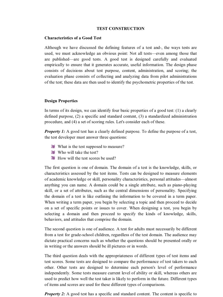 Test Construction and Validity Principles | PDF | Multiple Choice ...