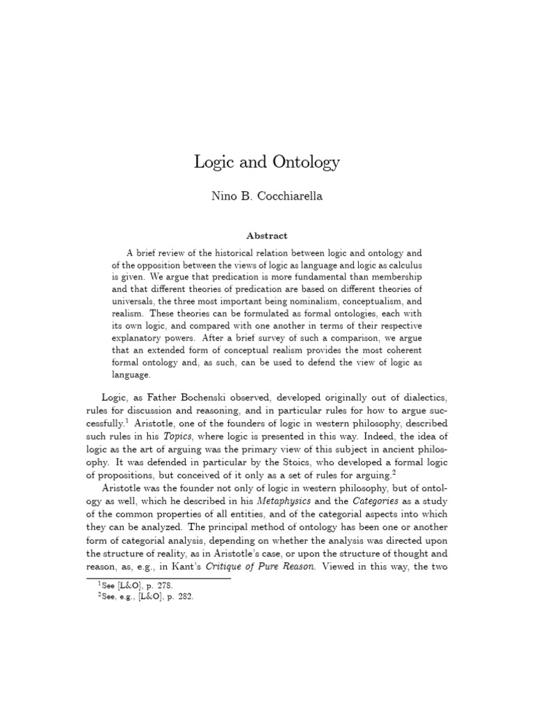 Logic and Ontology | PDF | Logic | Ontology