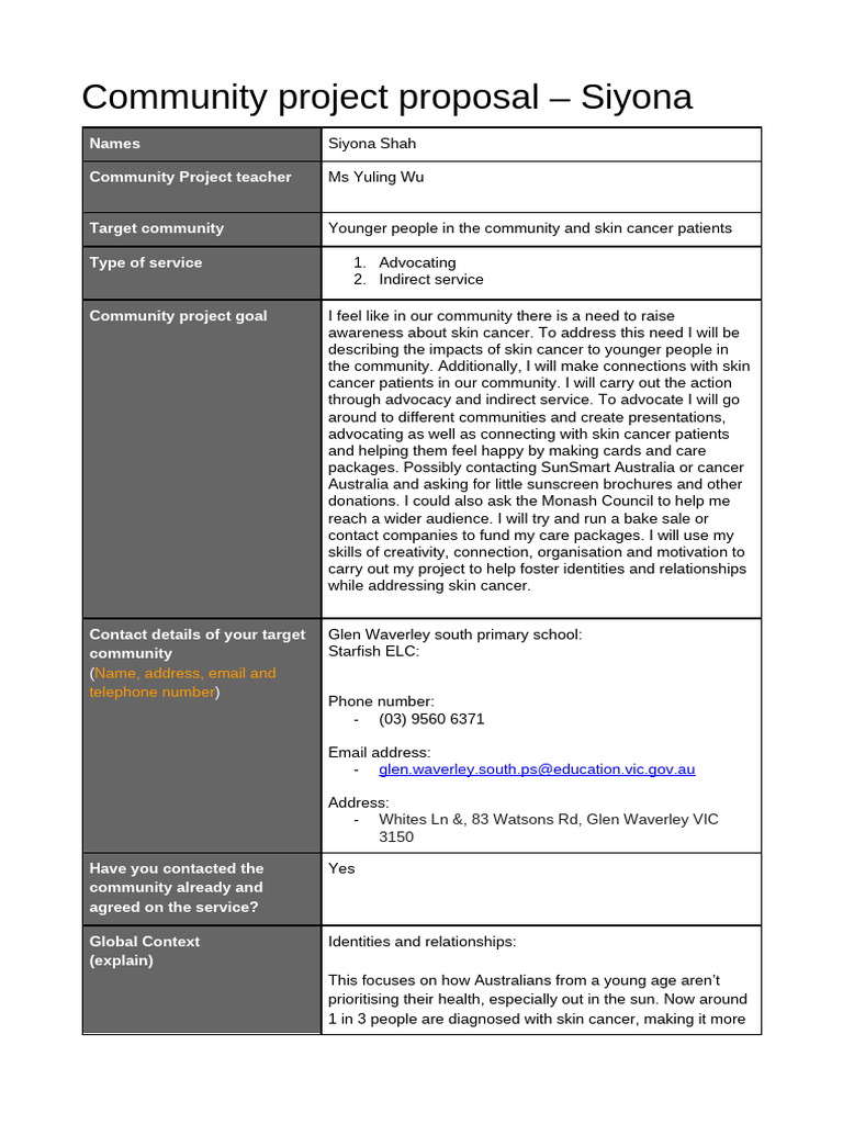 Community Project Proposal | PDF