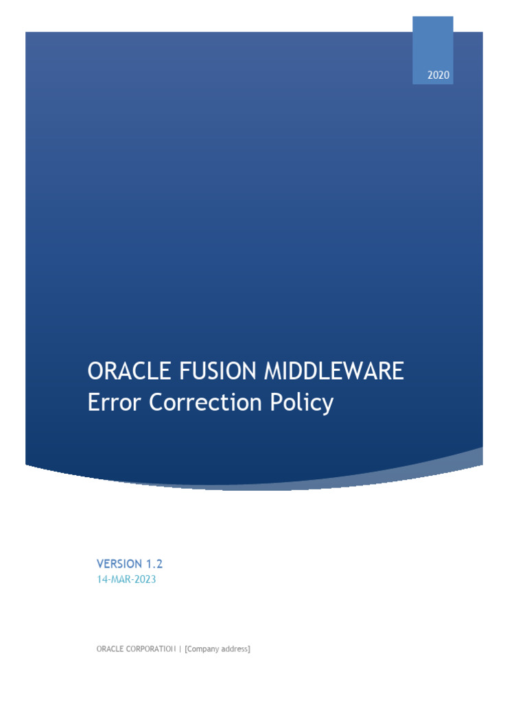 Oracle Fusion Middleware Error Correction Policy | PDF | Software Bug ...