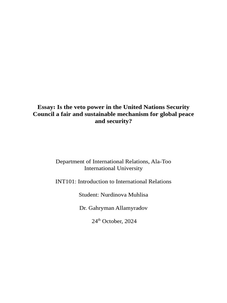 Veto Power | PDF | United Nations Security Council | United Nations