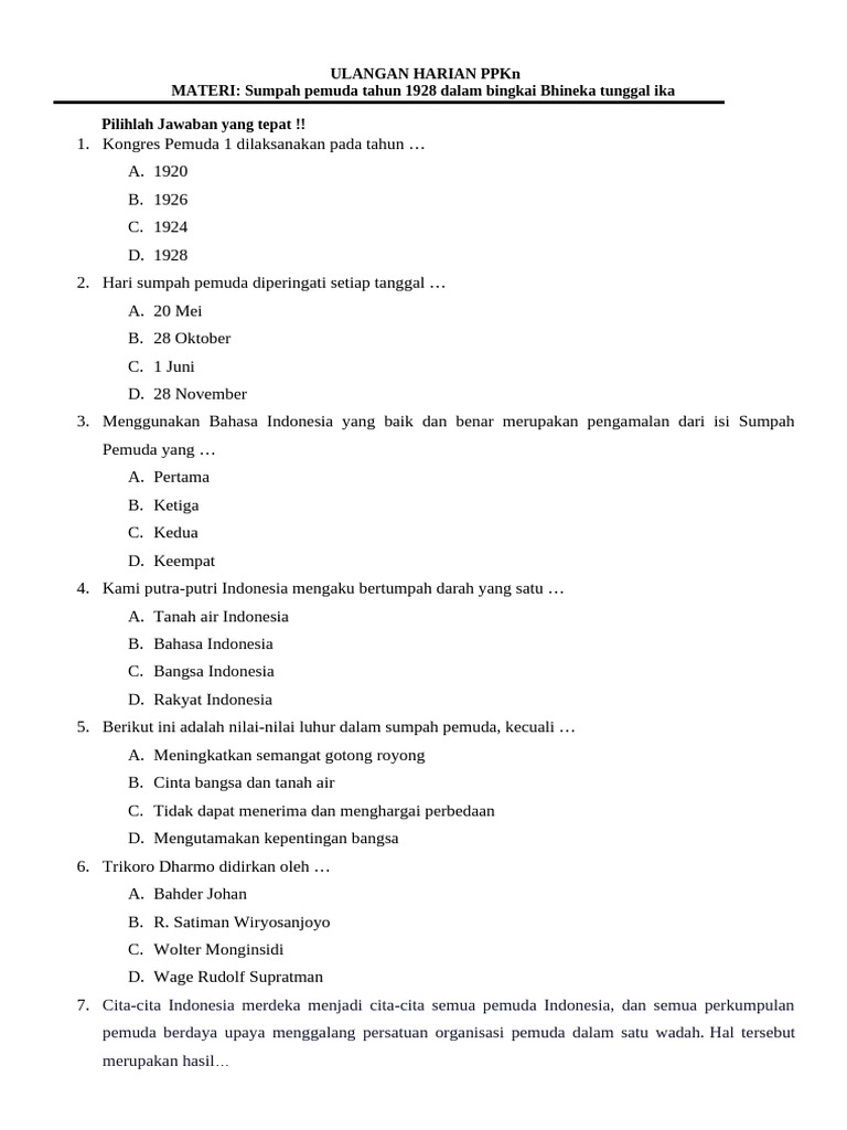 Soal PH 2 Semester 2 PPKN 8 | PDF