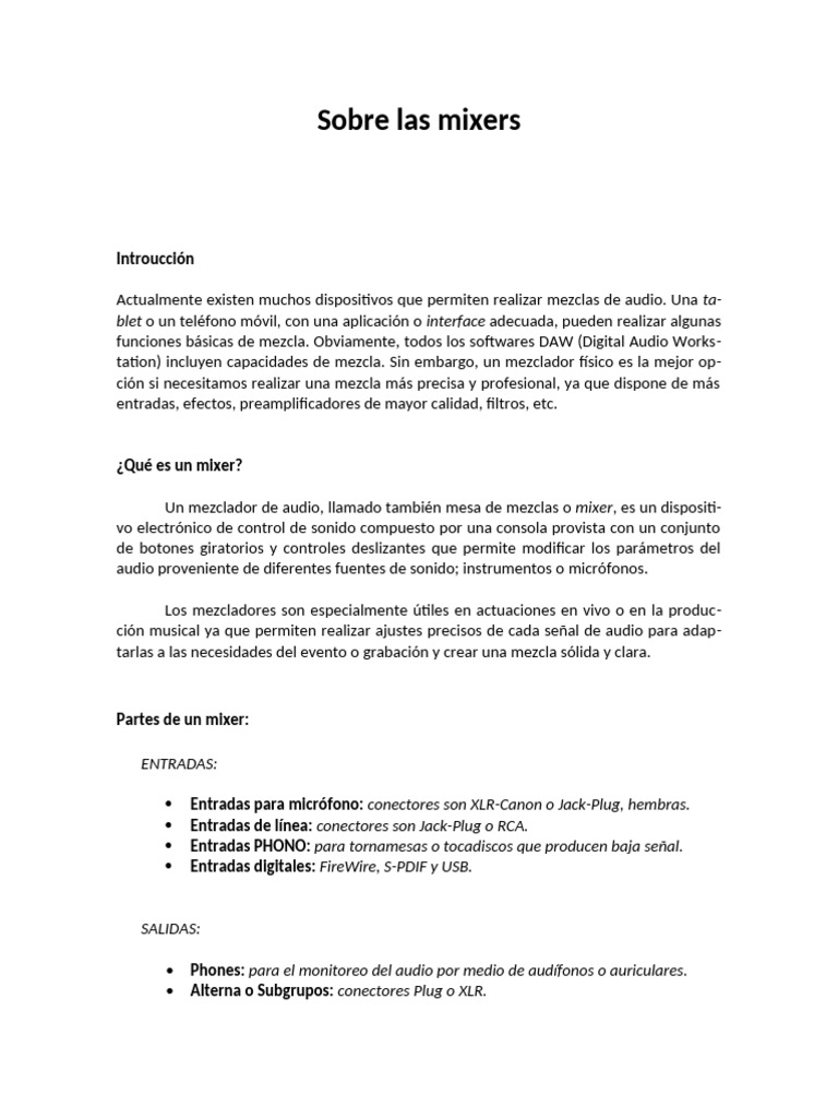 Sobre Las Mixers | PDF | Sonido | Acústica