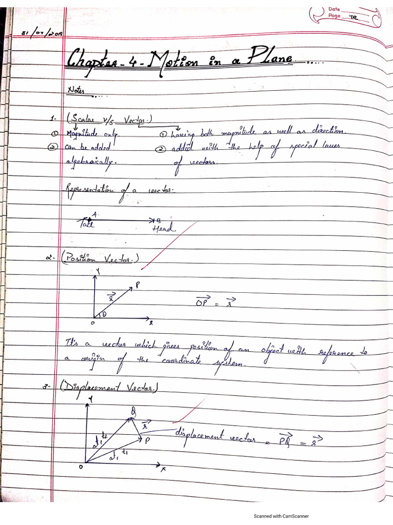 Chapter 4 Notes of Physics, Class 11 | PDF