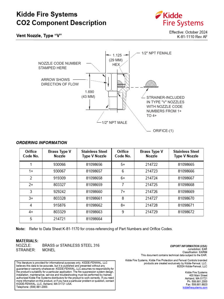 Kidde Fire Systems CO2 Nozzle Guide | PDF