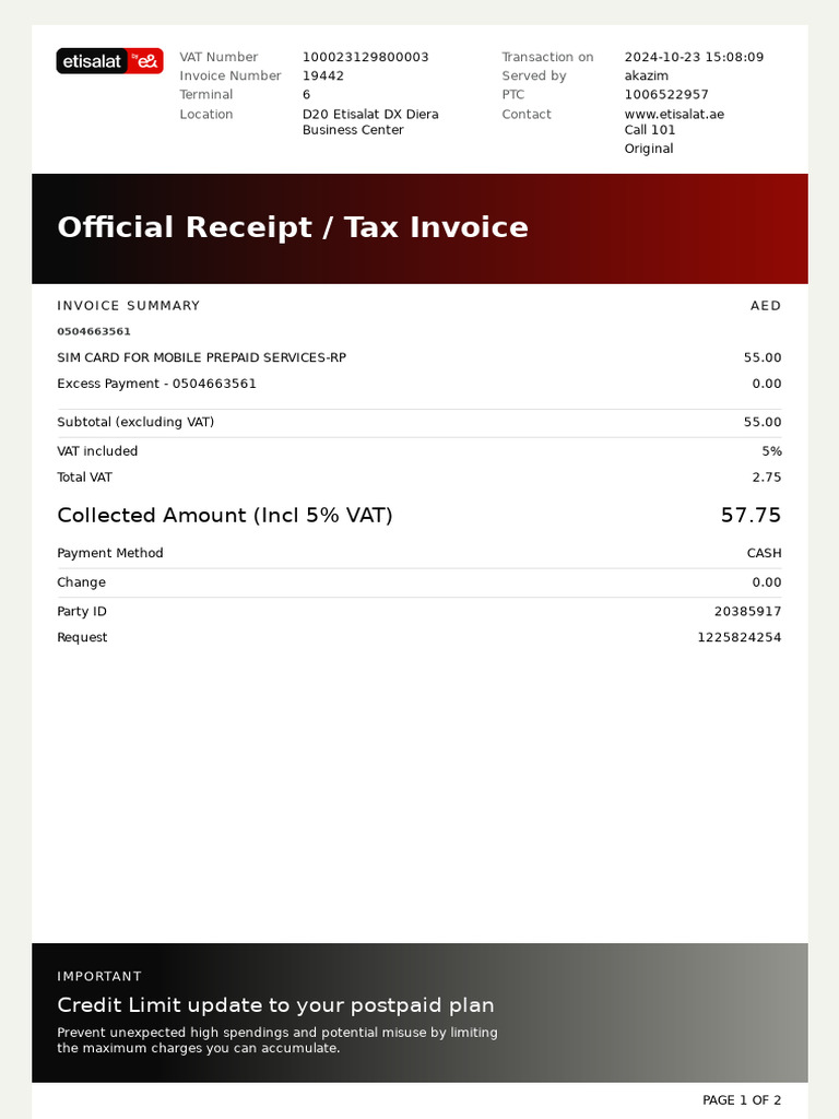 Receipt 1006522957 | PDF | Payments | Value Added Tax