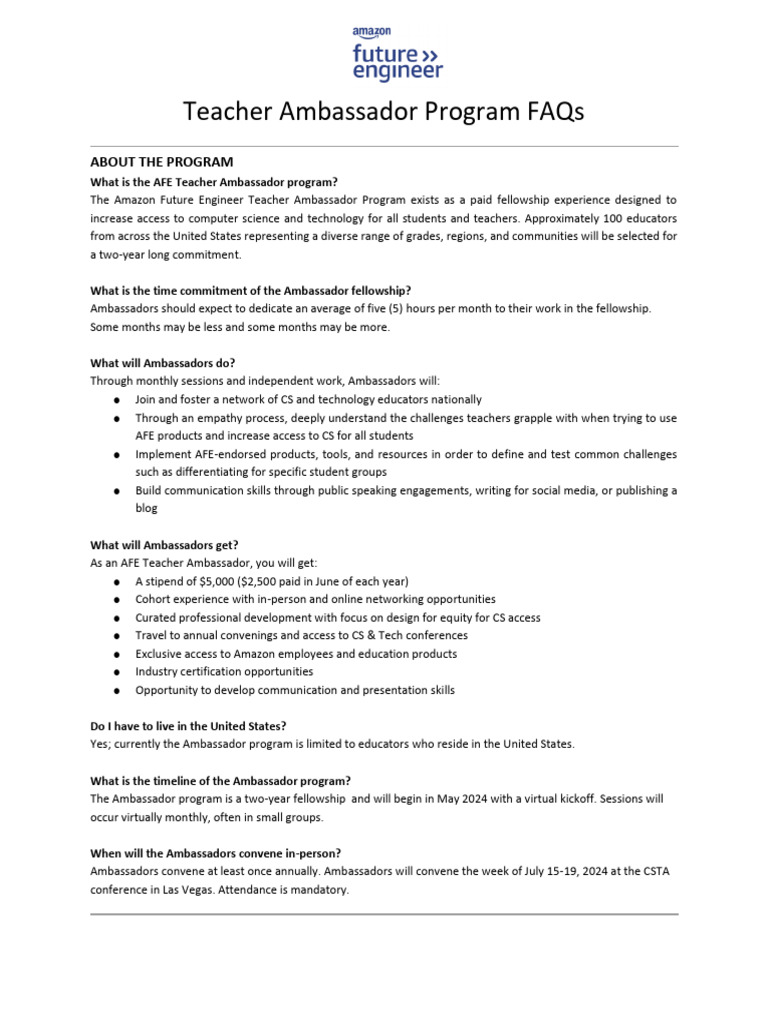 teacher-ambassadors-faq | PDF | Science, Technology, Engineering, And Mathematics