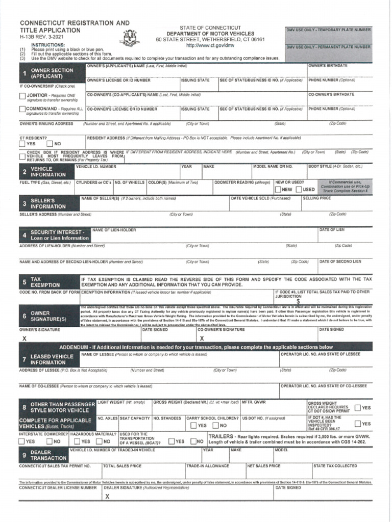 CT Reg Title App | PDF