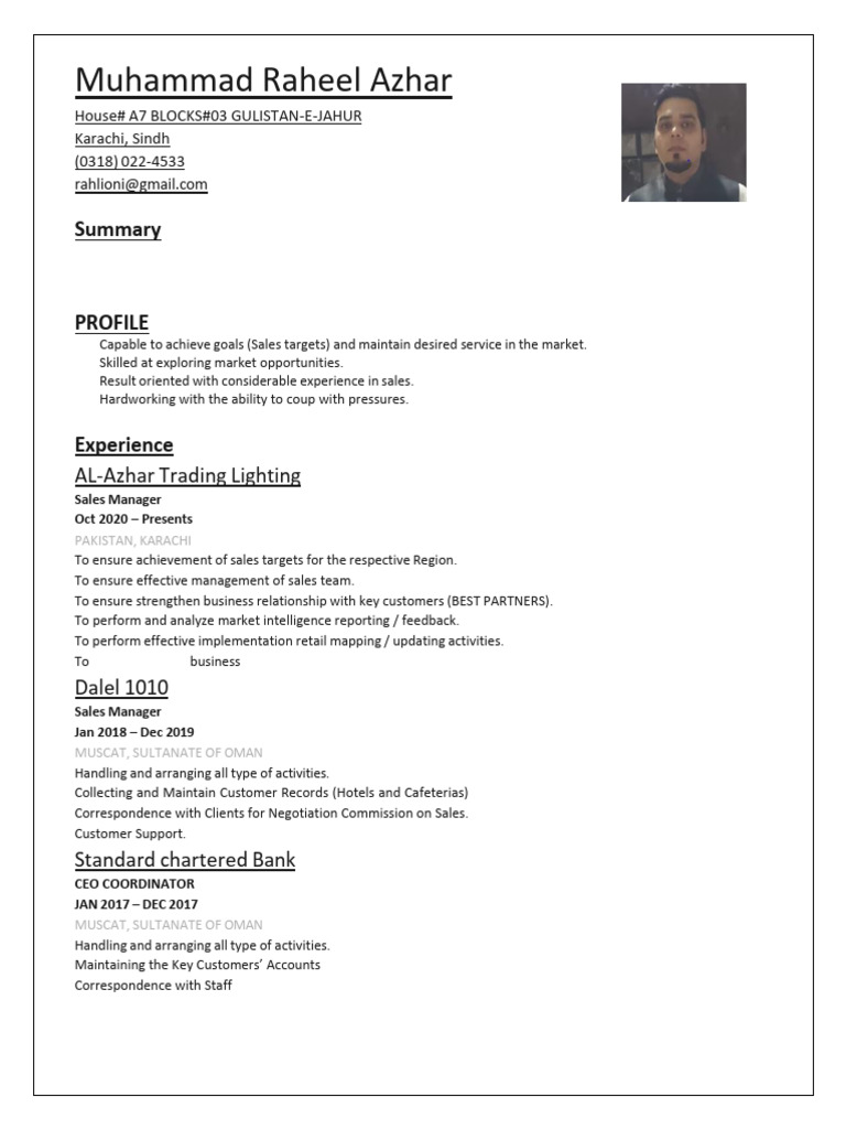 Muhammad Raheel Azhar Updated | PDF | Sales | Business