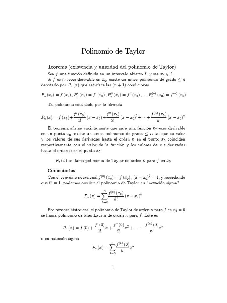 Polinomio de Taylor | PDF | Análisis numérico | Análisis