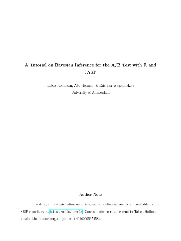Bayesian Ab Testing R1 Pdf Bayesian Inference Statistical Inference