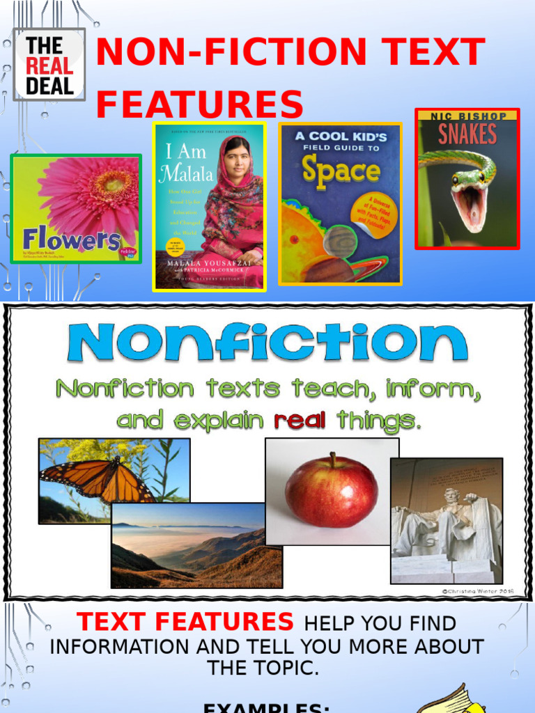 Nonfiction Text Features G5 - 7 | PDF | Non Fiction | Menu (Computing)