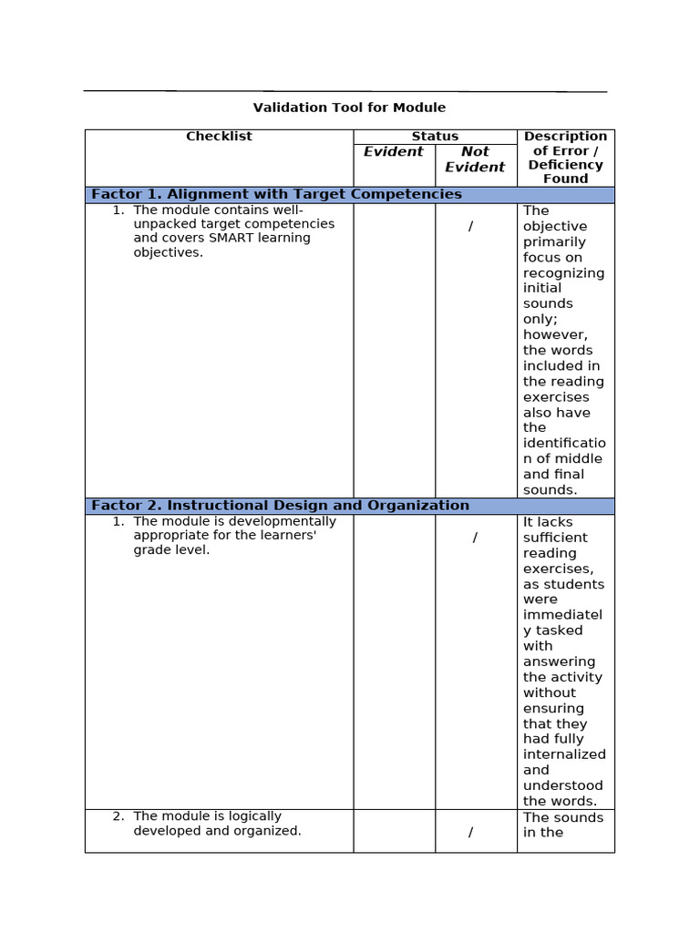 Validation Tool For Module | PDF | Neuroscience | Human Communication