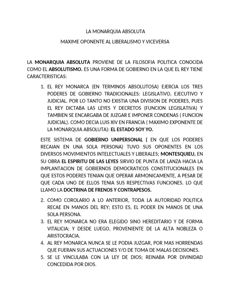 La Monarquia Absoluta | PDF | Monarquía | Monarquía absoluta