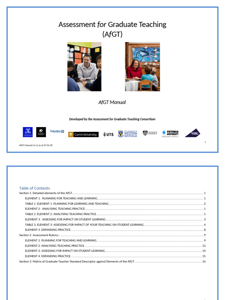 AfGT Manual for Graduate Teaching | PDF | Educational Assessment ...