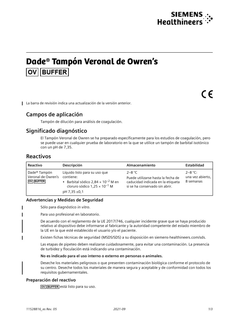 Dade Owren S Veronal Buffer - Rev 05 DXDCM 09017fe9806e747a ...