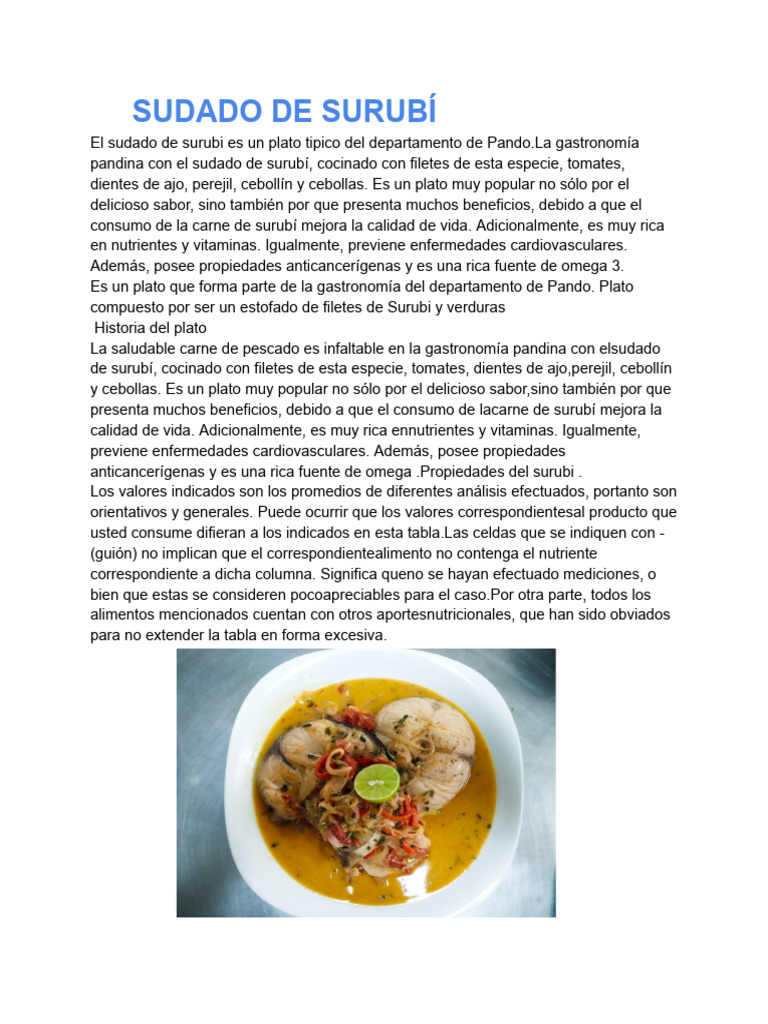 Sudado de Surubi | PDF | Cilantro | Cocina de las Americas