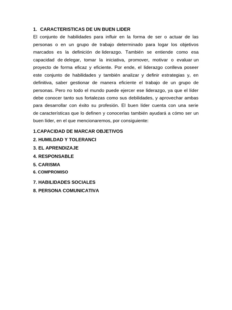 Características de un Buen Líder | PDF