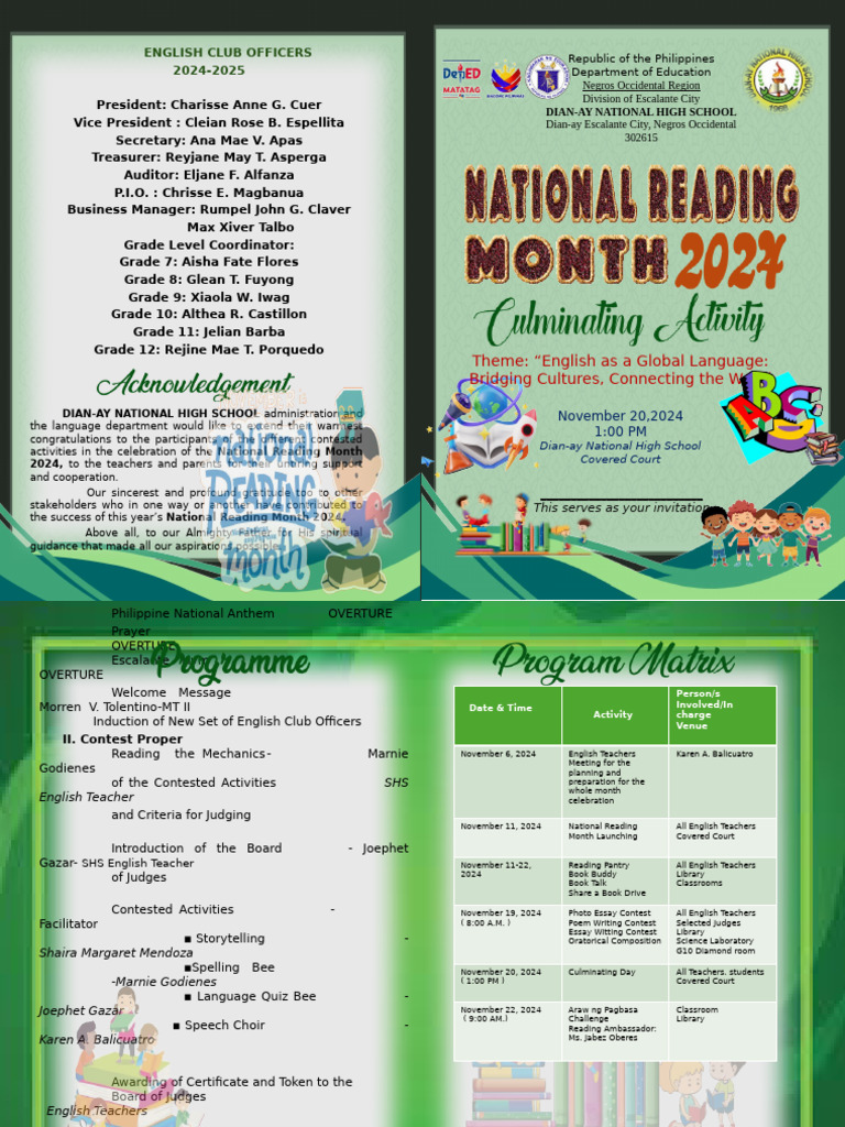 Program National Reading Month Celebration | PDF