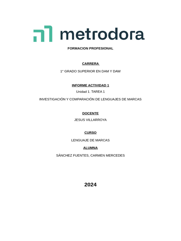 Tarea 1 - LENGUAJE DE MARCAS | PDF | HTML | Xml