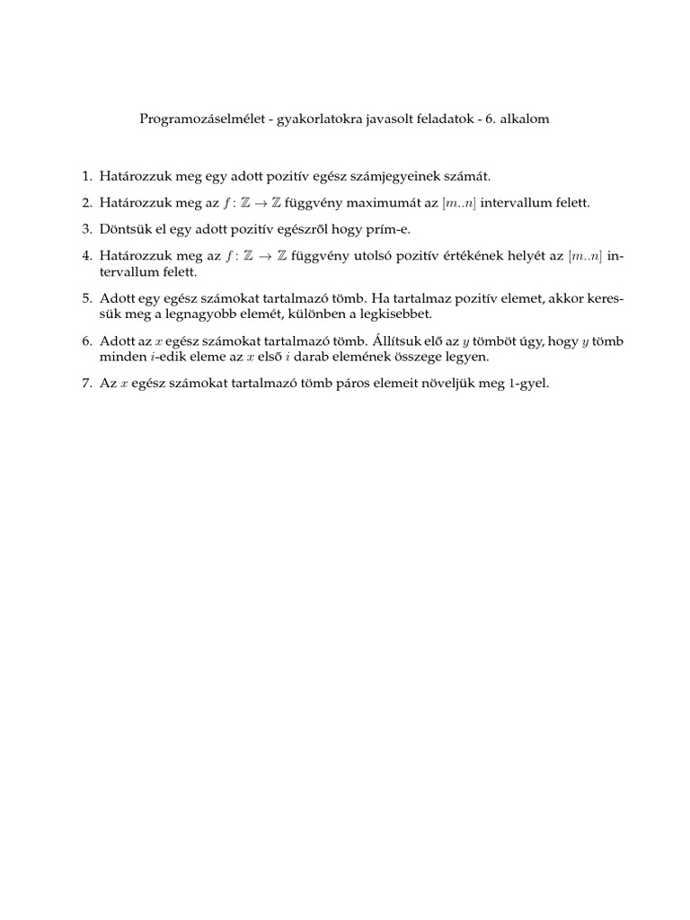 Orai Feladatok 6 | PDF