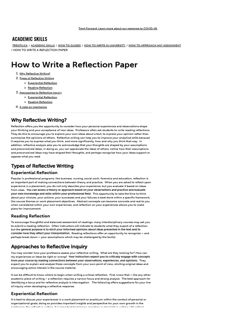 Reflective Writing Guide for University | PDF | Knowledge | Inquiry