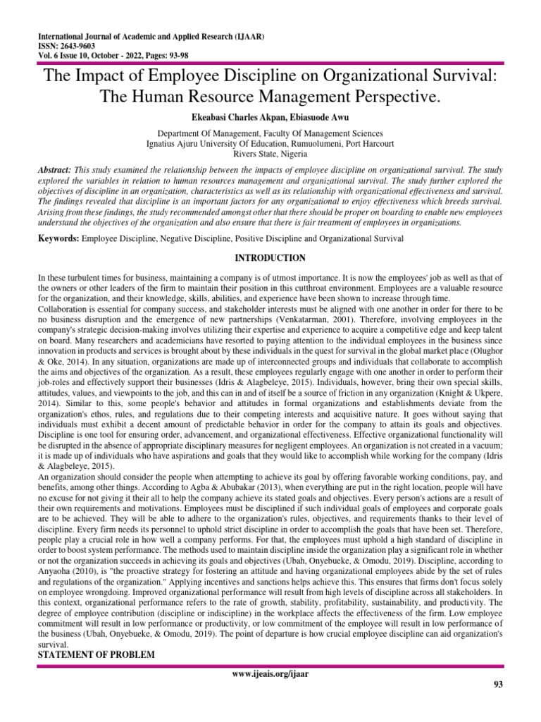 The Impact of Employee Discipline On Org | PDF | Disciplines | Employment