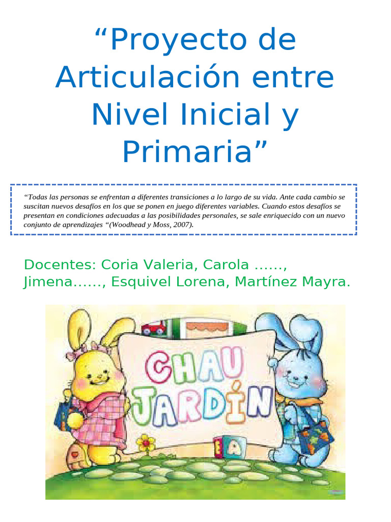 Articulación Entre Nivel Inicial y Primaria3 | PDF | Educación de la ...