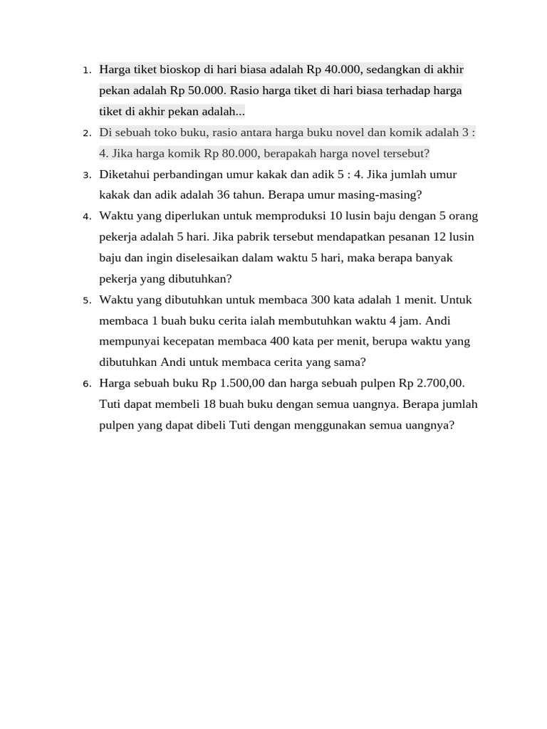 Soal Matematika Rasio | PDF