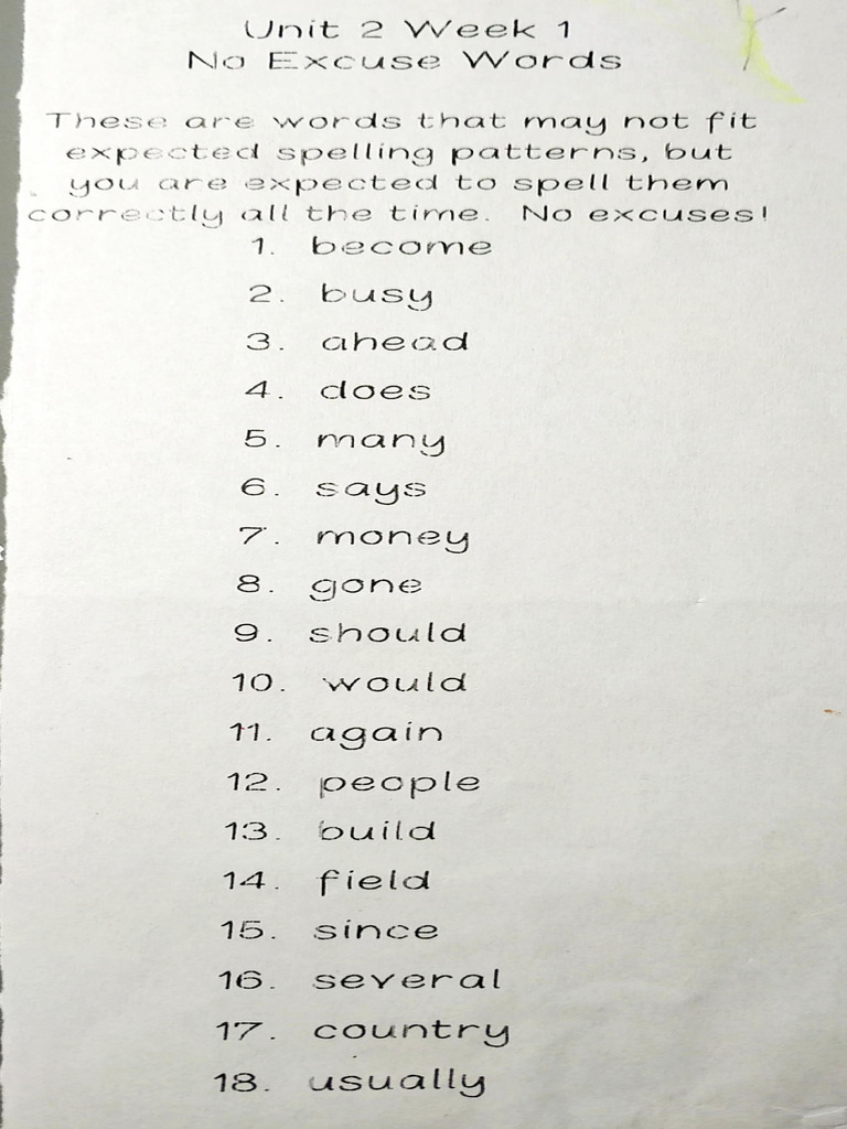 Word Unit 2 Week 1 | PDF