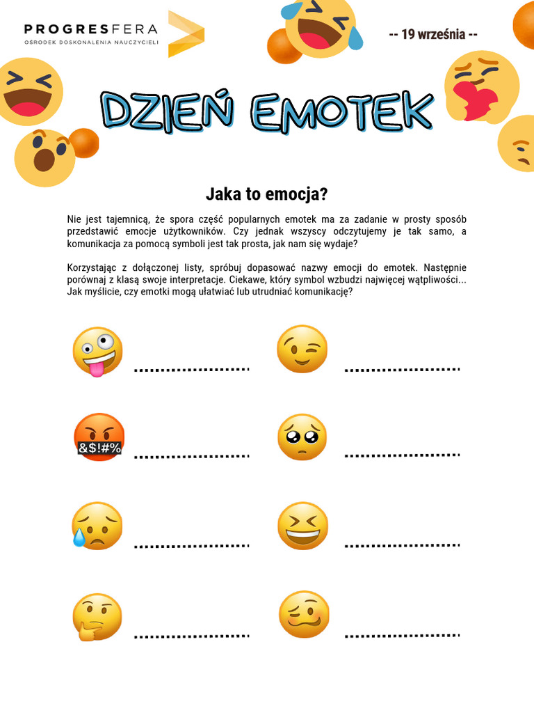 Karta Pracy - Emotki Rozpoznawanie | PDF