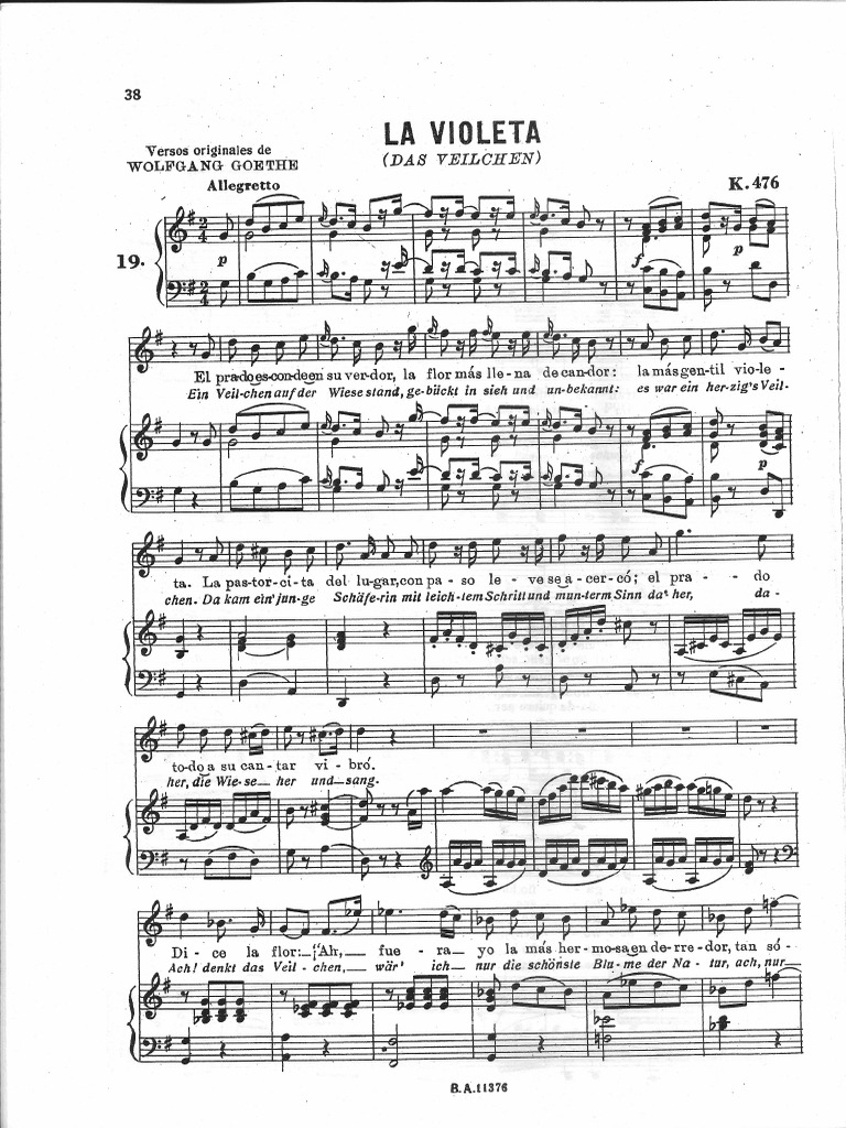 Das Veilchen - Mozart | PDF