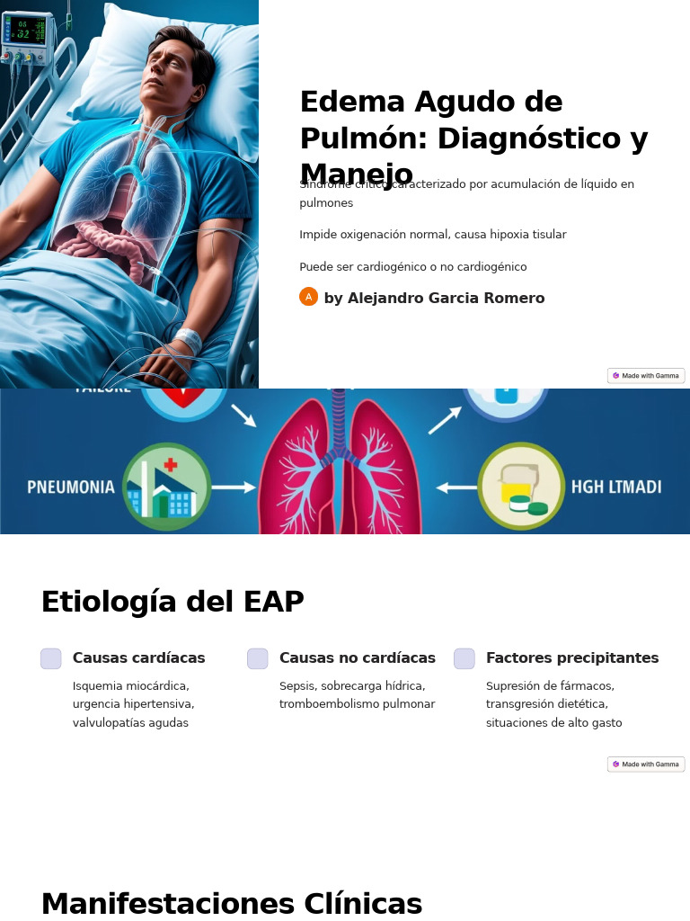 Edema Agudo de Pulmon Diagnostico y Manejo | PDF