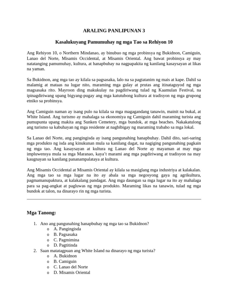 Araling Panlipunan 3 Module | PDF