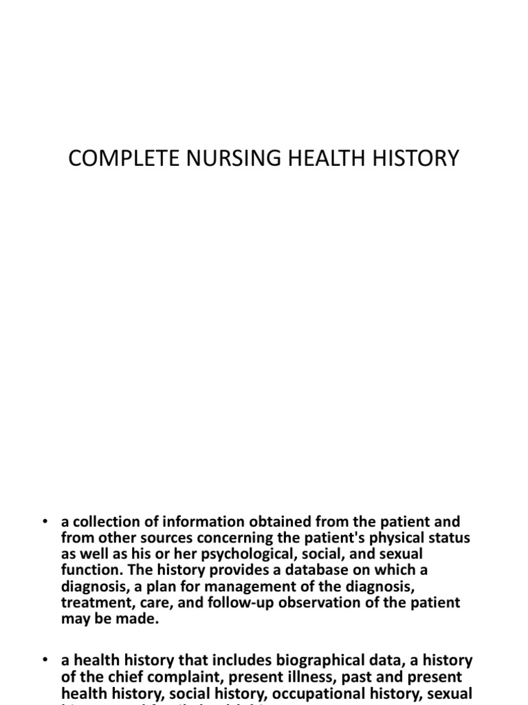 Complete Nursing Health History