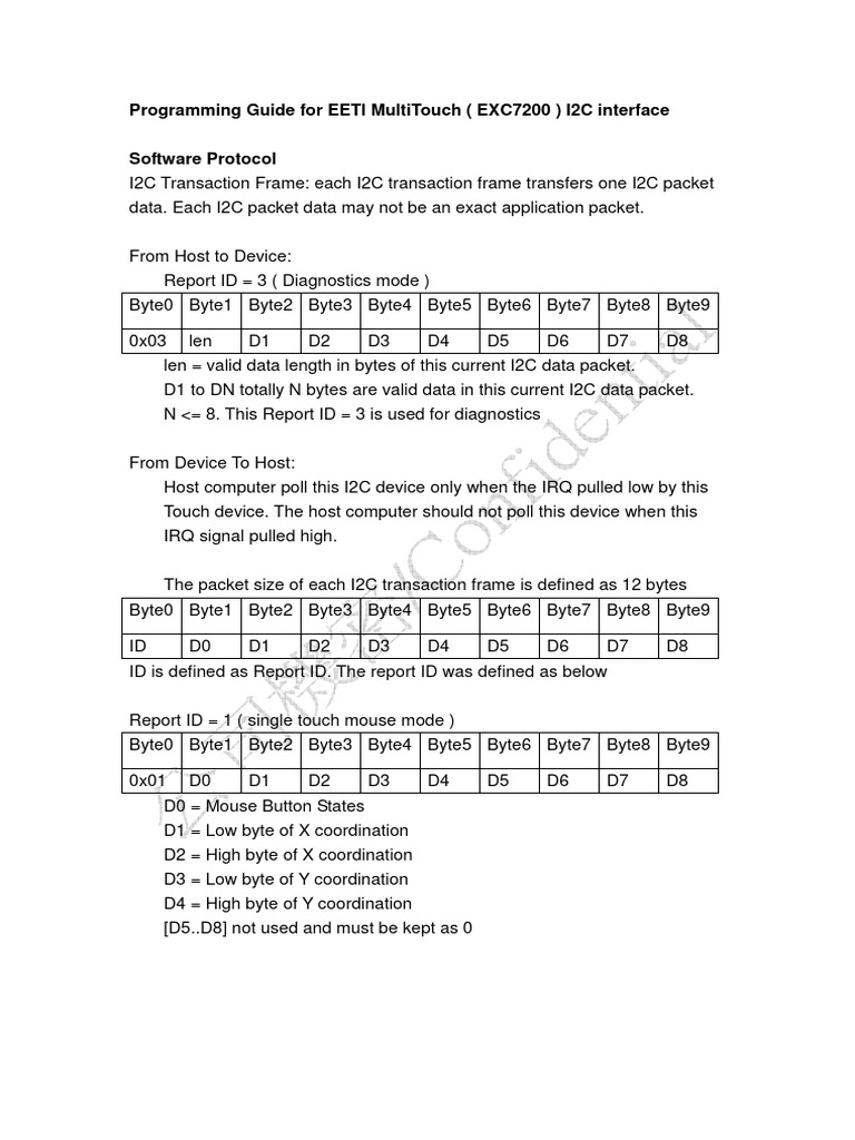 EETI MultiTouch I2C Protocol Guide | PDF | Network Protocols | Computer Networking