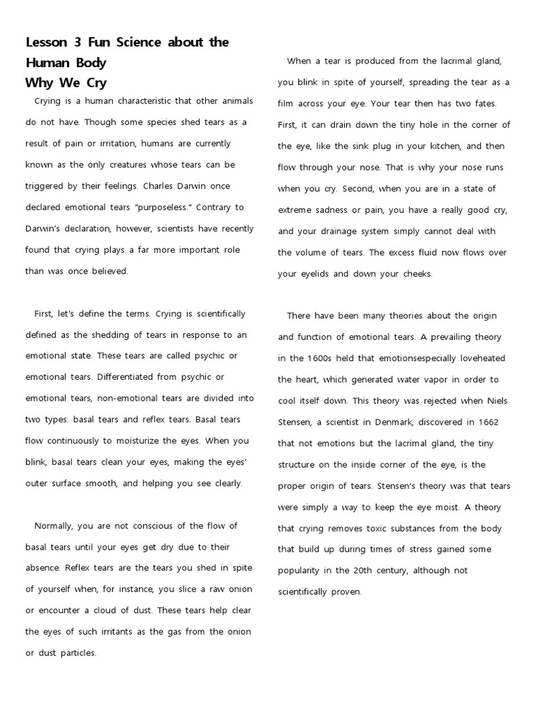 Lesson 3 Fun Science About The Human Body | PDF | Psychology | Emotions