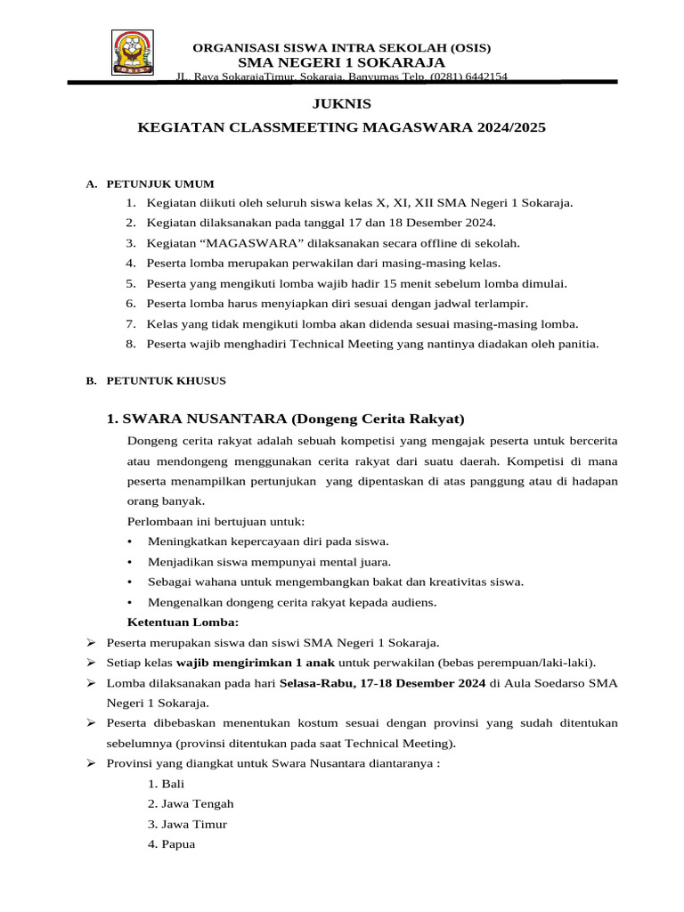 Juknis Classmeet Magaswara 2024 | PDF