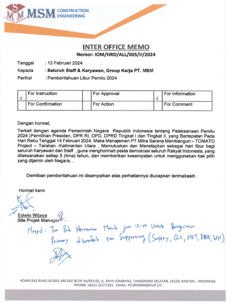 Inter Office Memo | PDF