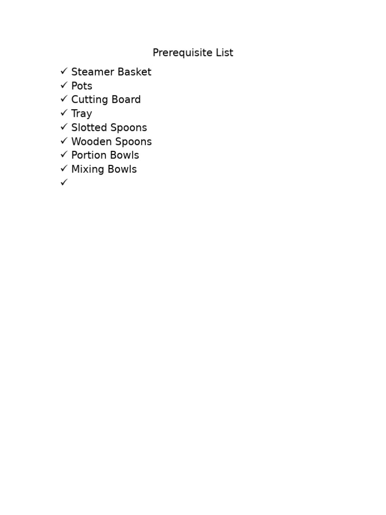 Prerequisite List | PDF