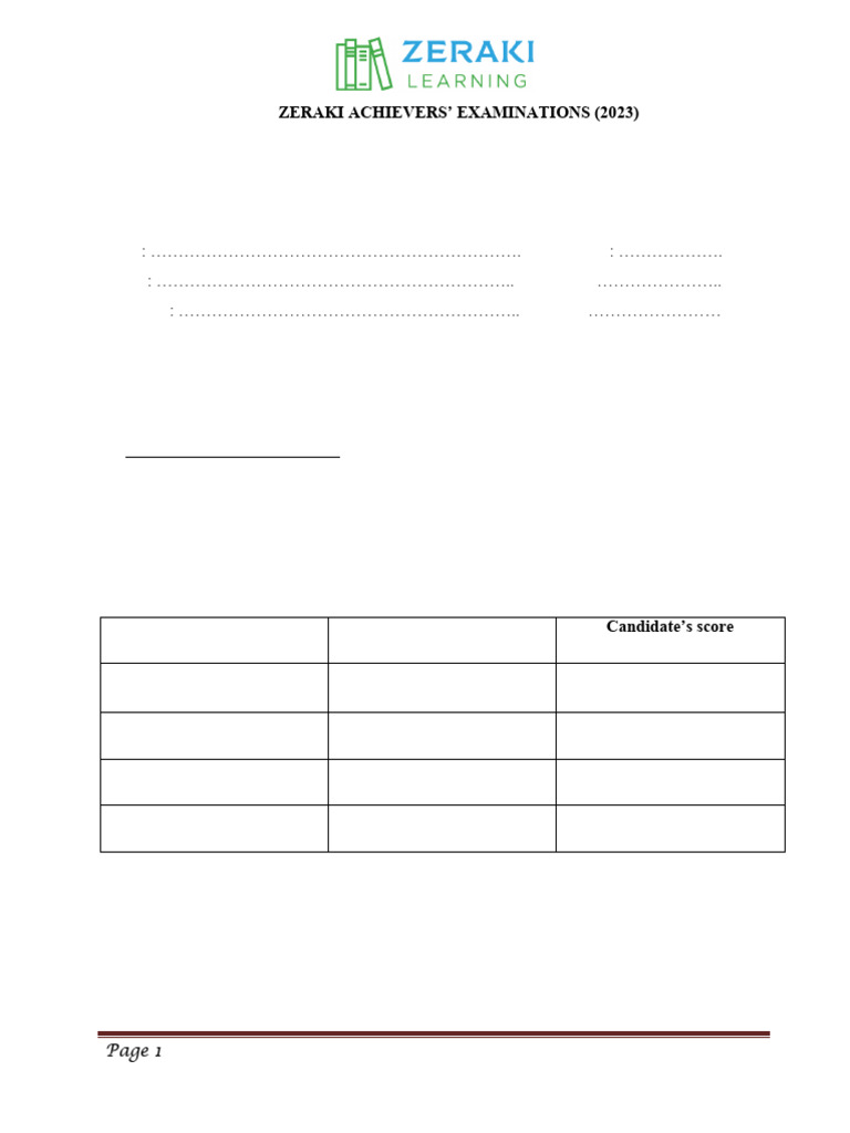 2023 Zeraki English Paper 1 Exam | PDF | Political Corruption