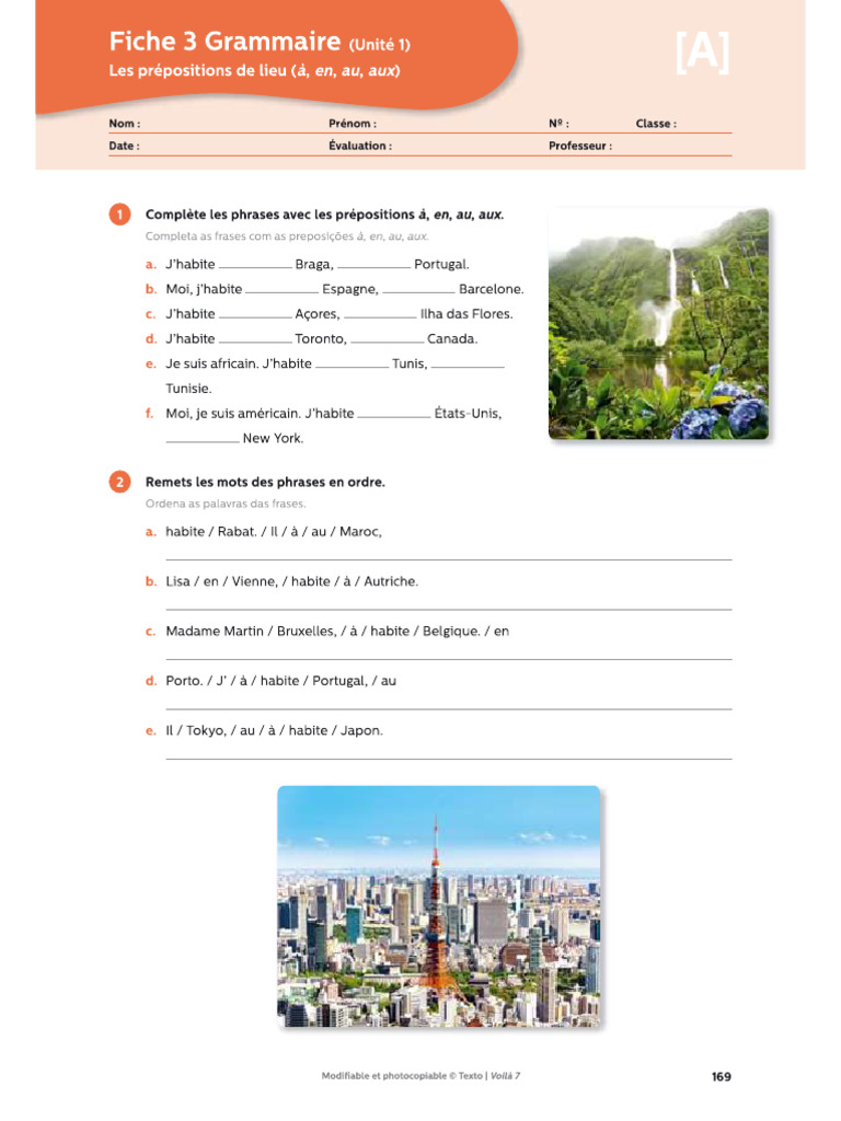 VOILA7 - Grammaire3a A en Au Aux | PDF