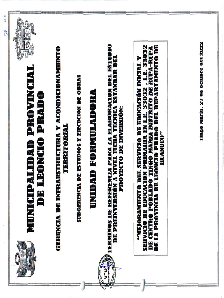 TDR Estudio de Preinversion | PDF