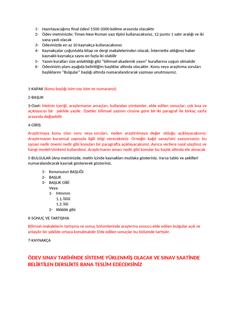 Odev Kurallari | PDF