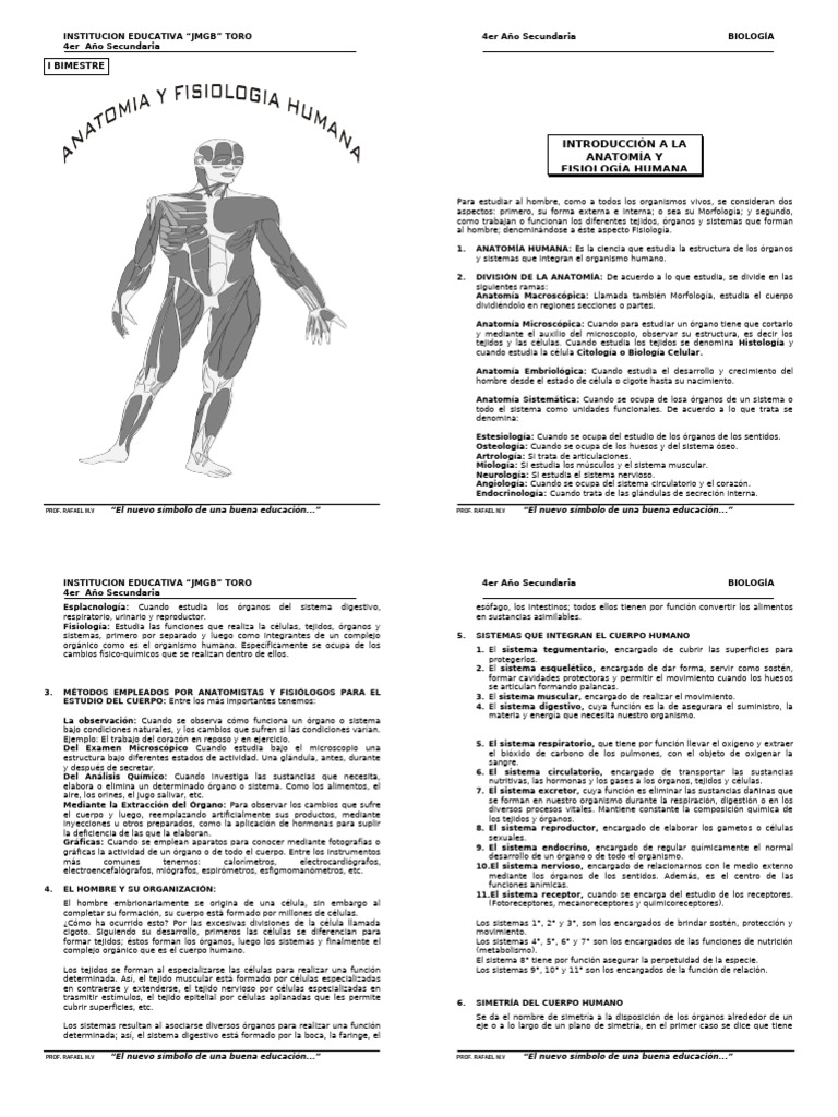 BIOLOGIA-anatomia Del Cuerpo | PDF | Citoplasma | Epitelio