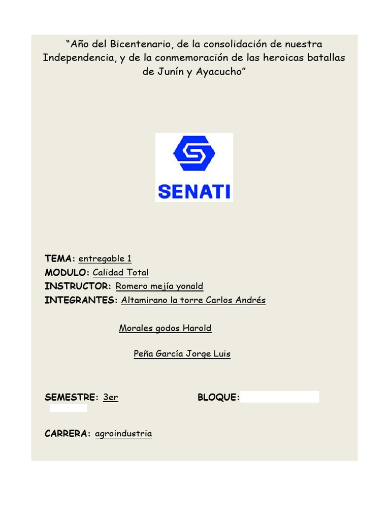 Entregable 2 Yonal | PDF | Calidad (comercial) | Gestión de la calidad