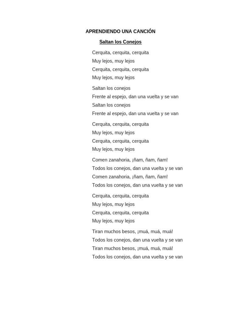 Cancion Saltan Los Conejos | PDF